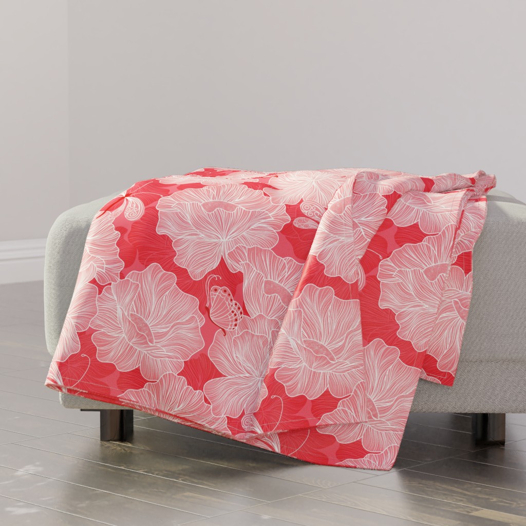 Floral & Butterflies on Scarlet Blanket | Shutterfly