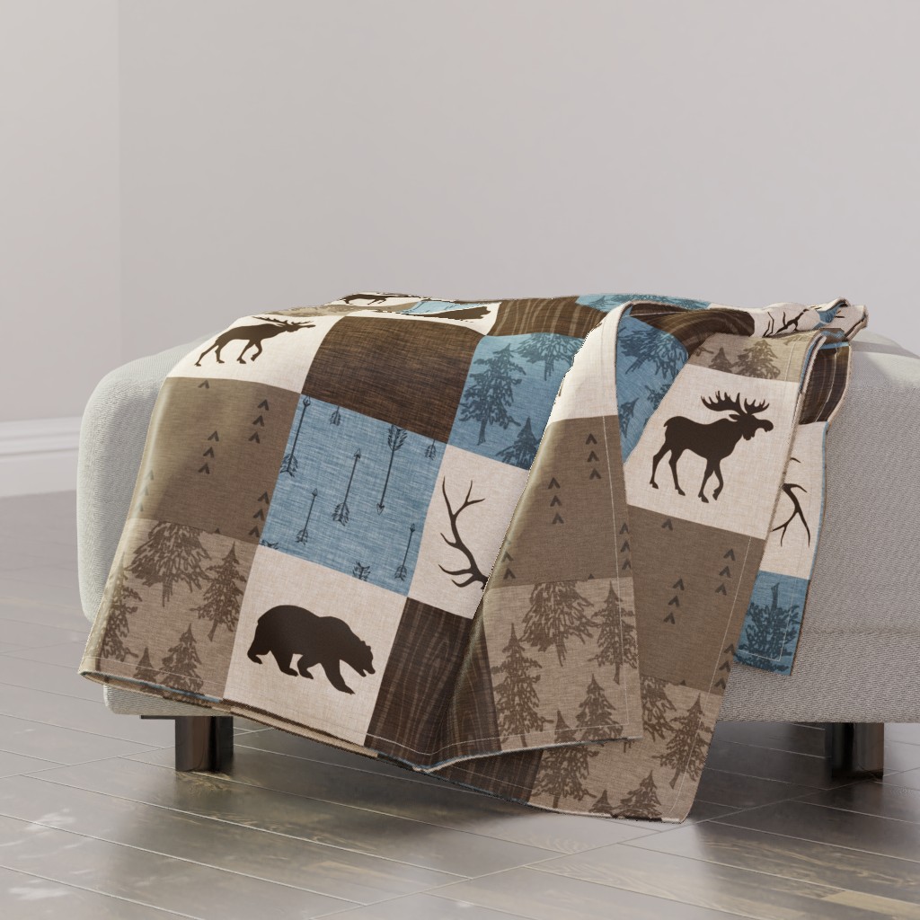 Rustic Woodlands - Blue, Brown and Cream Blanket | Shutterfly