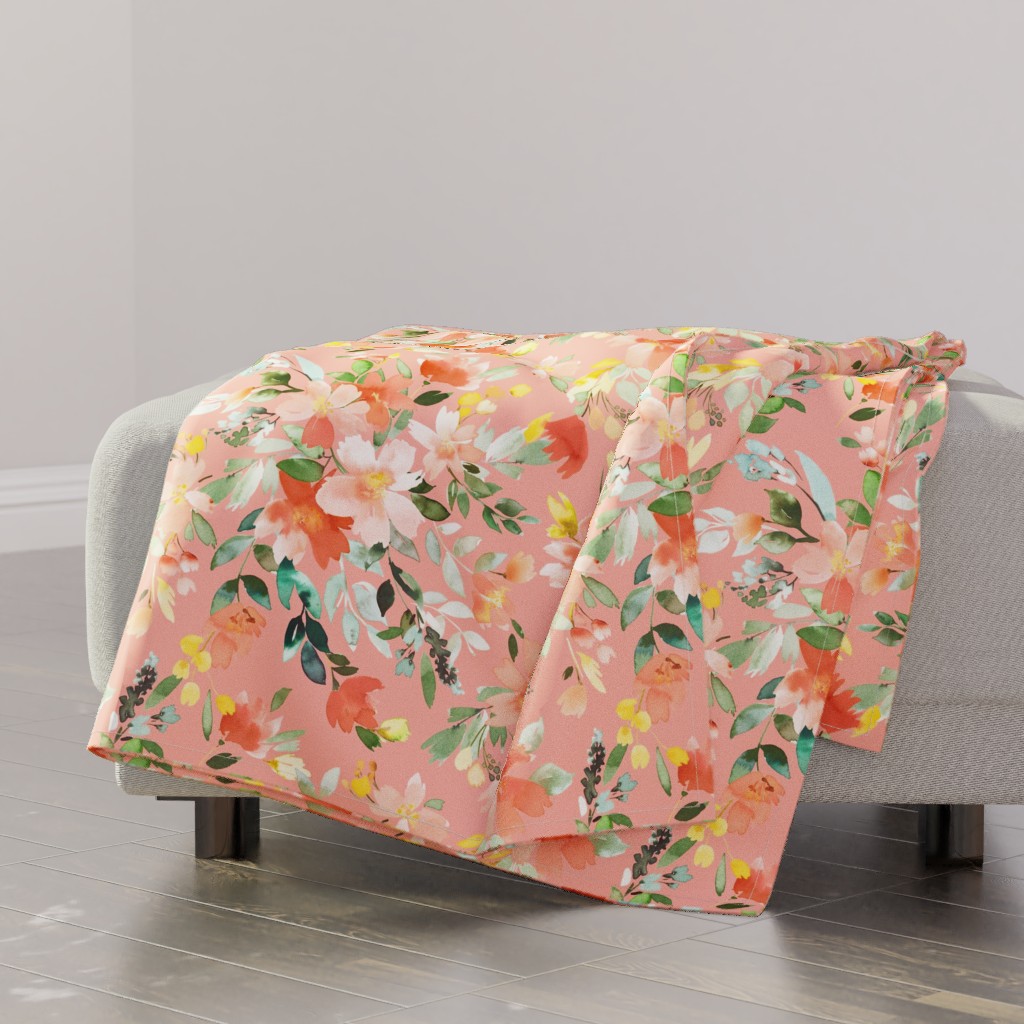 Summery Oleander Floral - Coral Pink Blanket | Shutterfly