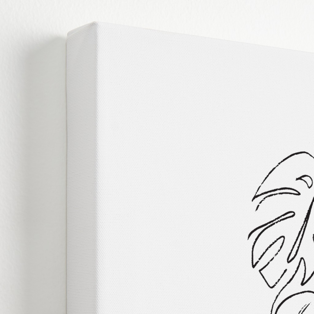 Monstera Leaf Line Art - Black and White Canvas Print | Shutterfly