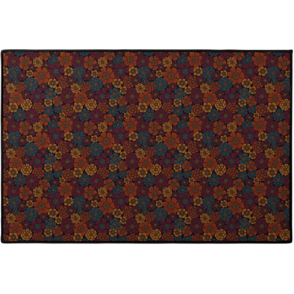 Burgundy, Rust, Mustard & Teal Floral Door Mat | Shutterfly