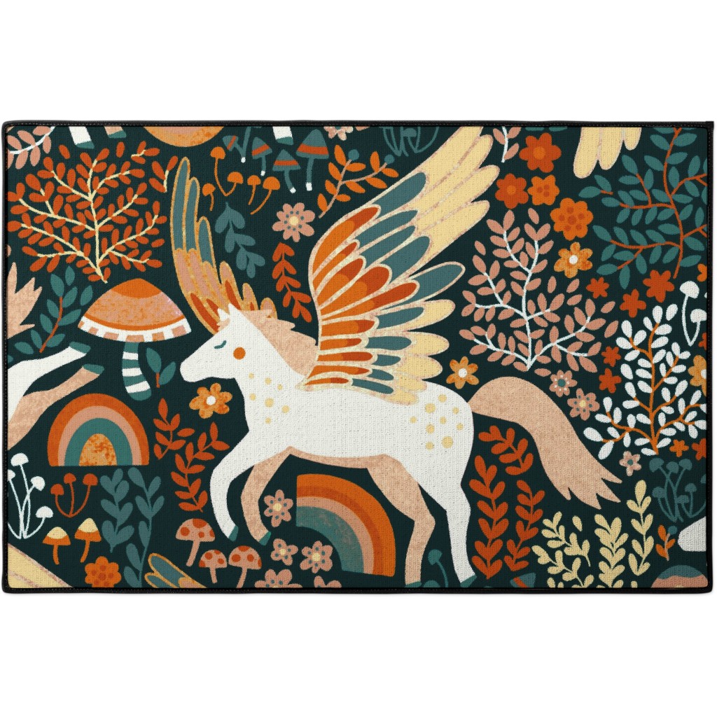 Whimsical Pegasus Forest - Orange Door Mat | Shutterfly