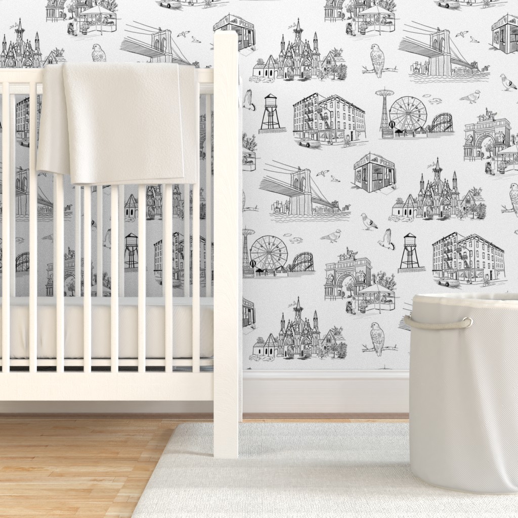 Brooklyn Toile - Black and White Wallpaper | Shutterfly
