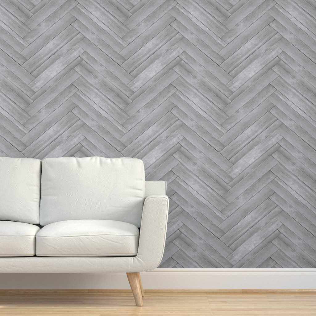 Herringbone Wood Panels - Light Grey Wallpaper | Shutterfly