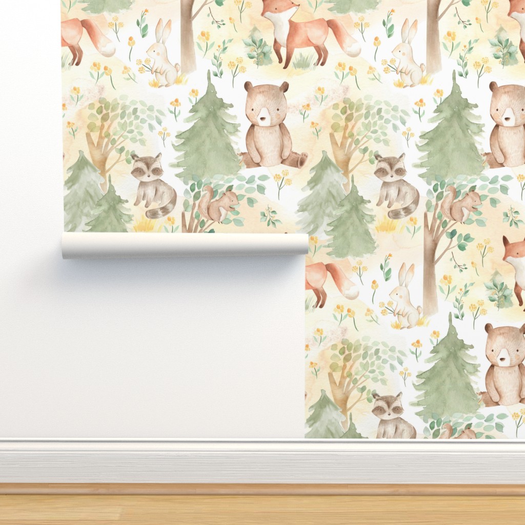 Baby Woodland Animals in Forest - Multi Wallpaper | Shutterfly