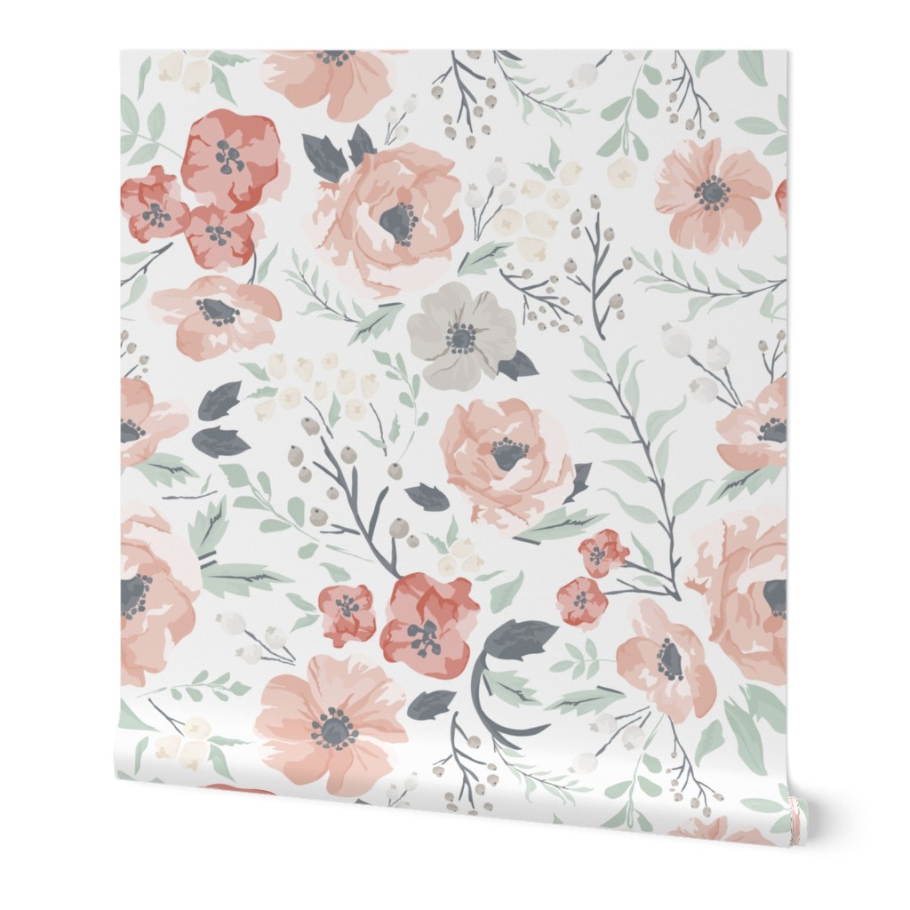 Soft Meadow Floral - Pink Wallpaper | Shutterfly