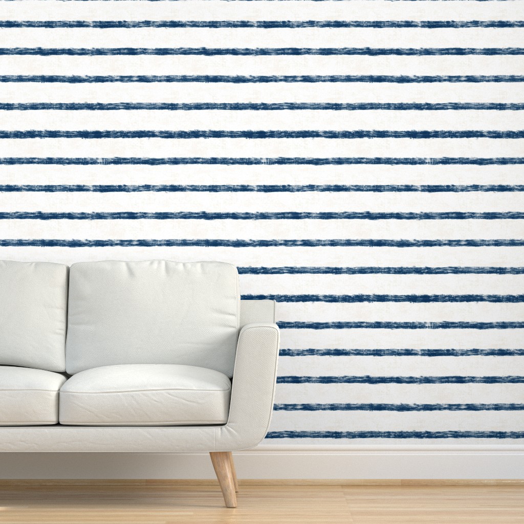Nautical Burlap Stripes - Navy Wallpaper | Shutterfly