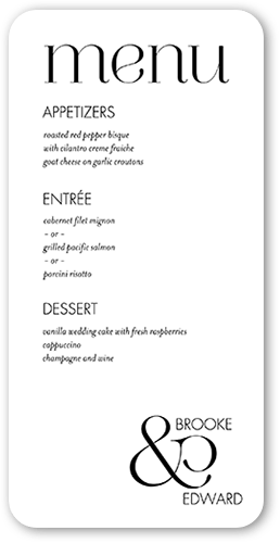 Ampersand Accent 4x8 Wedding Menu by Blonde Designs | Shutterfly