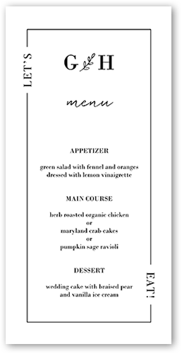 Enchanted Edition 4x8 Wedding Menu by Sarah Hawkins Designs | Shutterfly