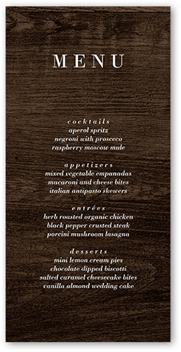 Majestic Monogram 4x8 Wedding Menu by Yours Truly | Shutterfly
