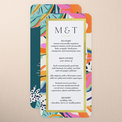 Vibrant Garden 4x8 Wedding Menu by Float Paperie | Shutterfly