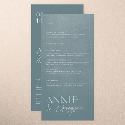 Modern Grace 4x8 Wedding Menu by Float Paperie | Shutterfly