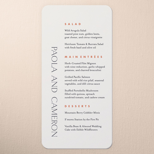 Modern Focus 4x8 Wedding Menu by Kelli Hall | Shutterfly