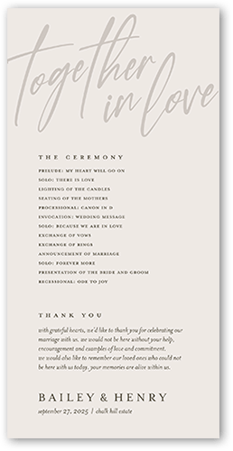 Cursive Captions 4x8 Wedding Program by Hello Little One | Shutterfly