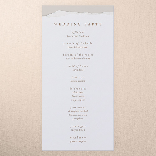 Torn Edge 4x8 Wedding Program by Yours Truly | Shutterfly