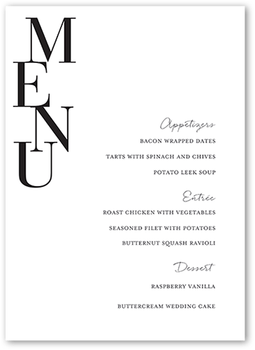 Stacked Standout 5x7 Wedding Menu by Blonde Designs | Shutterfly