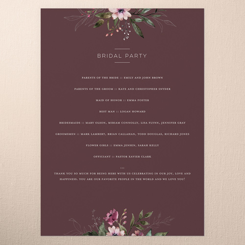 Delicate Perennials 5x7 Wedding Program by Lady Jae | Shutterfly