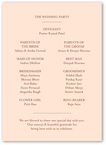 Wonderful Weave 5x7 Wedding Program by Stacy Claire Boyd | Shutterfly