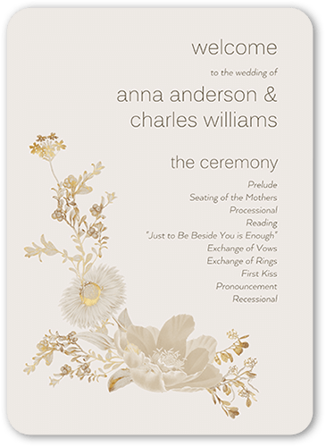 Golden Grace 5x7 Wedding Program by Yours Truly | Shutterfly