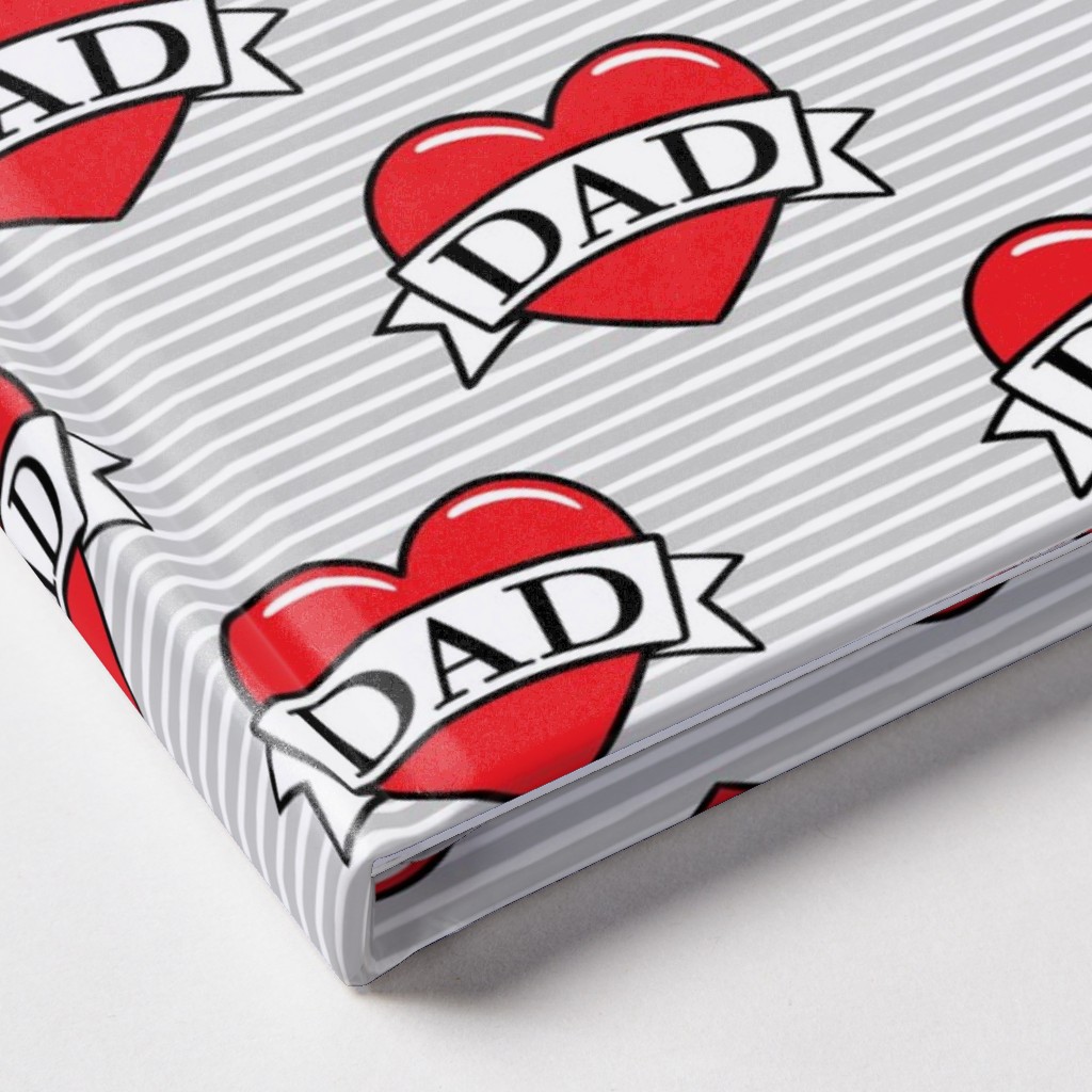 Dad Heart Tattoo - Red on Grey Stripes Journal | Shutterfly