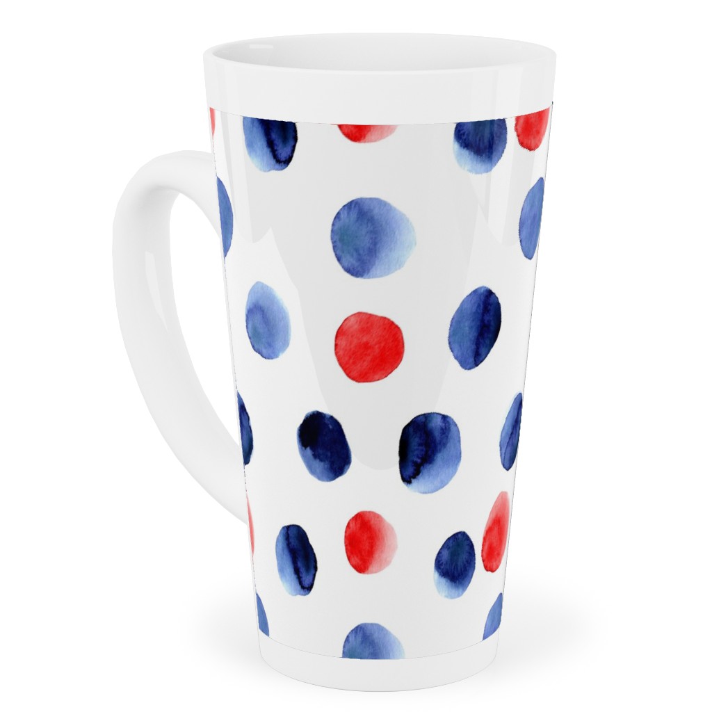 Red and Blue Watercolor Dots Tall Latte Mug | Shutterfly