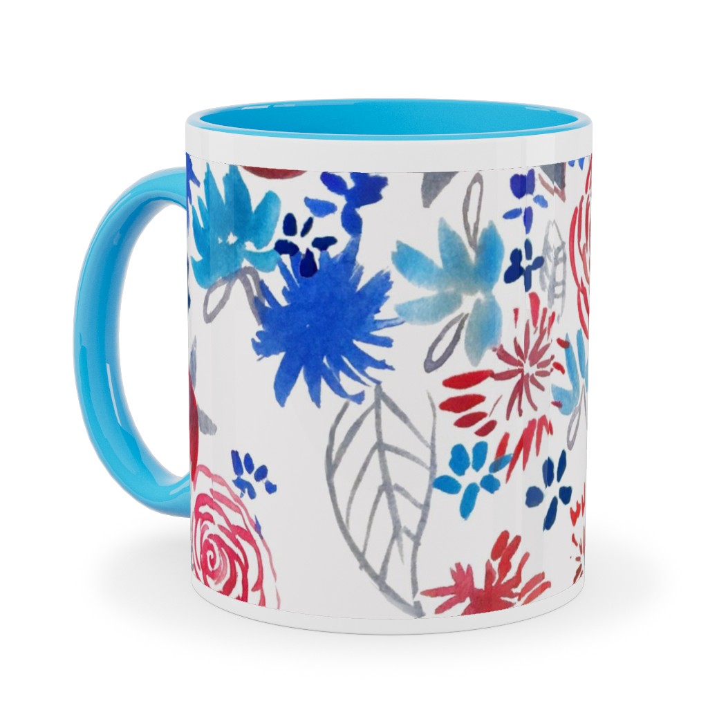 Patriotic Watercolor Floral - Red White and Blue Ceramic Mug | Shutterfly