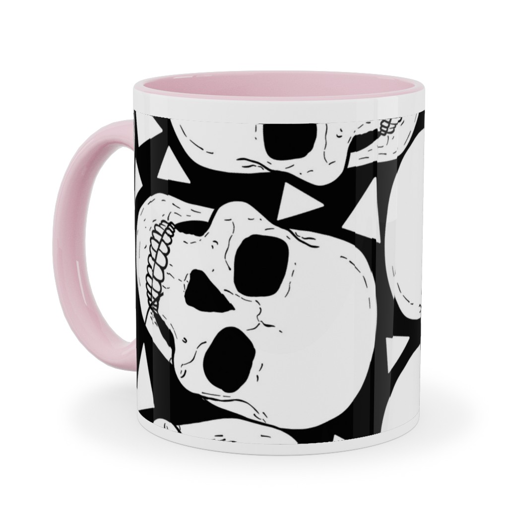 Skulls With Triangles - Black and White Ceramic Mug | Shutterfly