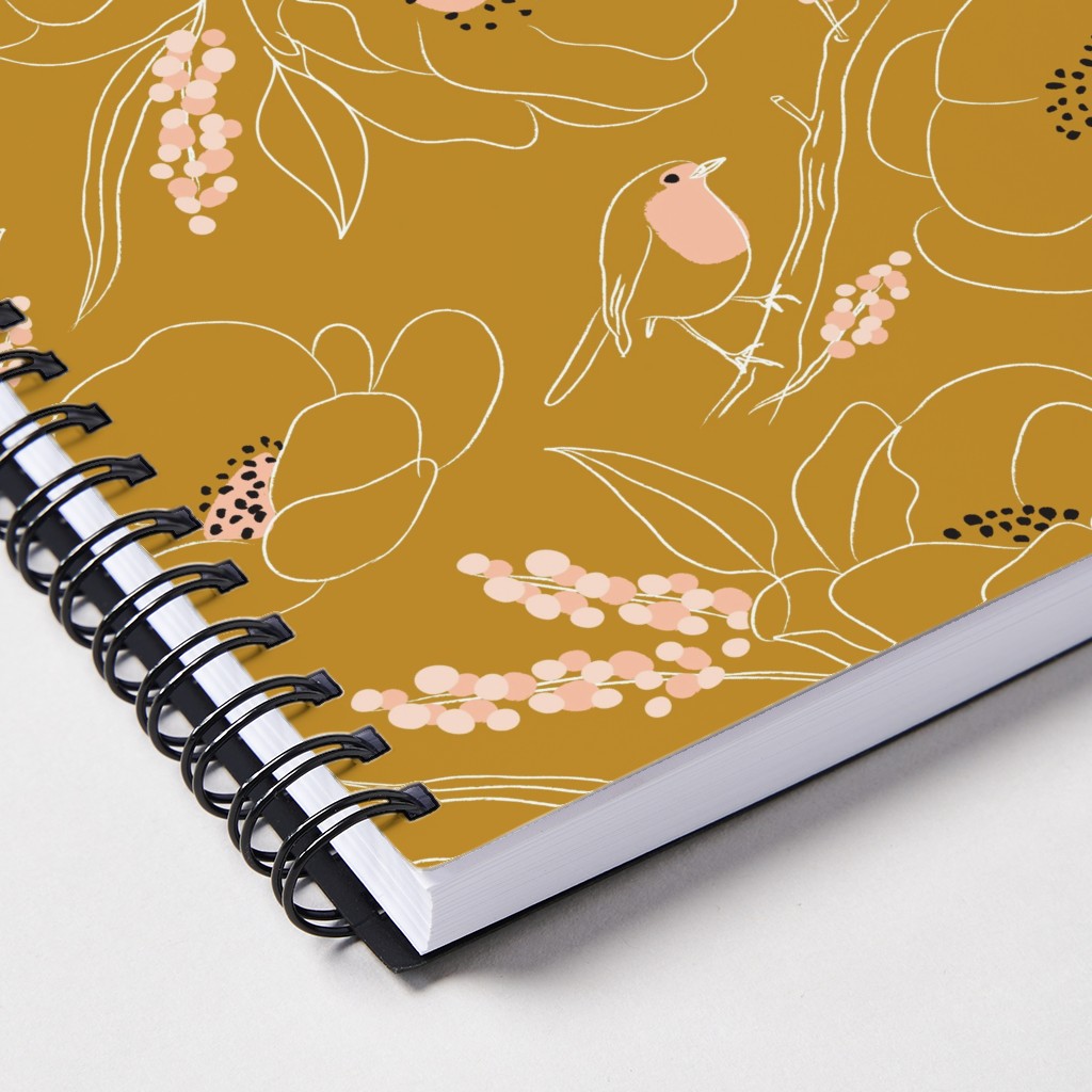 Freehand Robin & Winter Blooms - Gold Notebook | Shutterfly