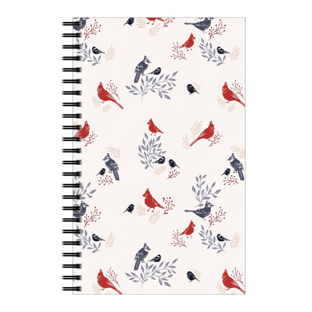 Backyard Birds - Red & Gray on White Notebook | Shutterfly
