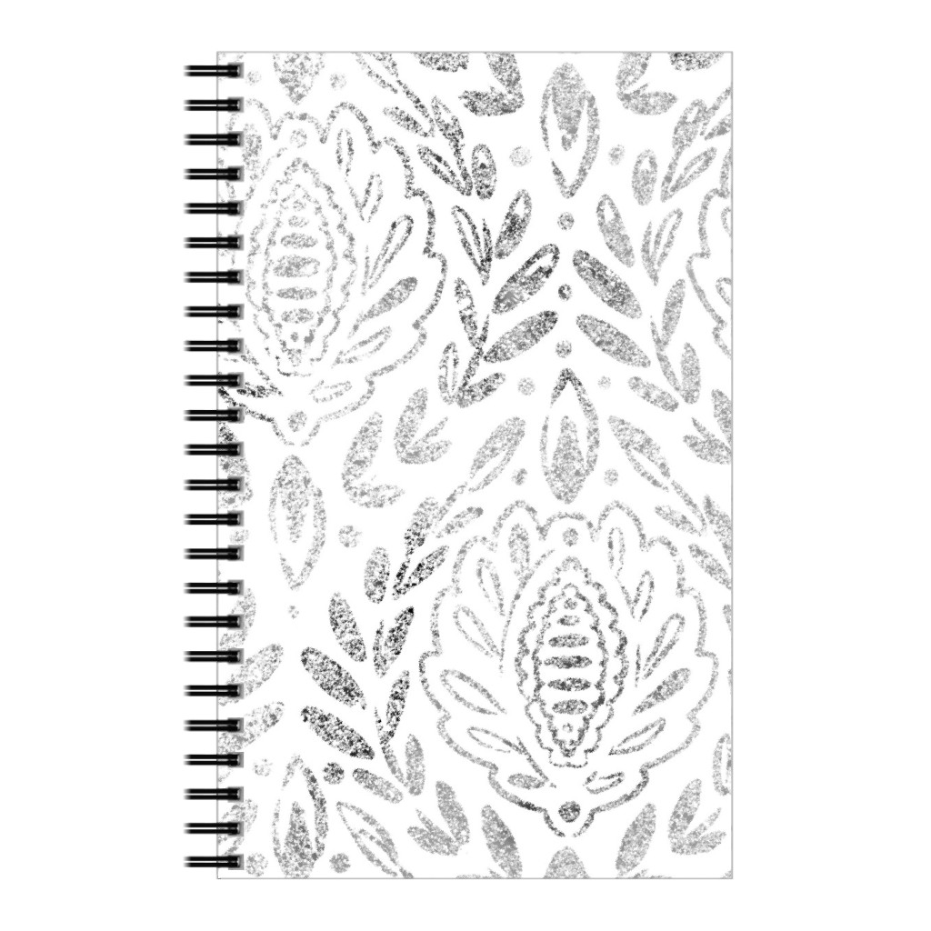 Distressed Damask Leaves - Grey Notebook | Shutterfly
