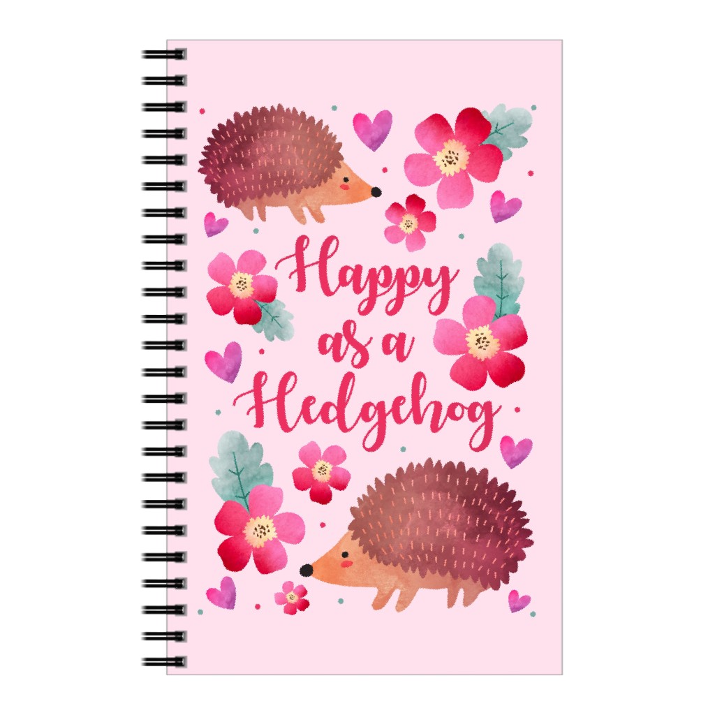 Happy As a Hedgehog Watercolor Flowers - Pink Notebook | Shutterfly