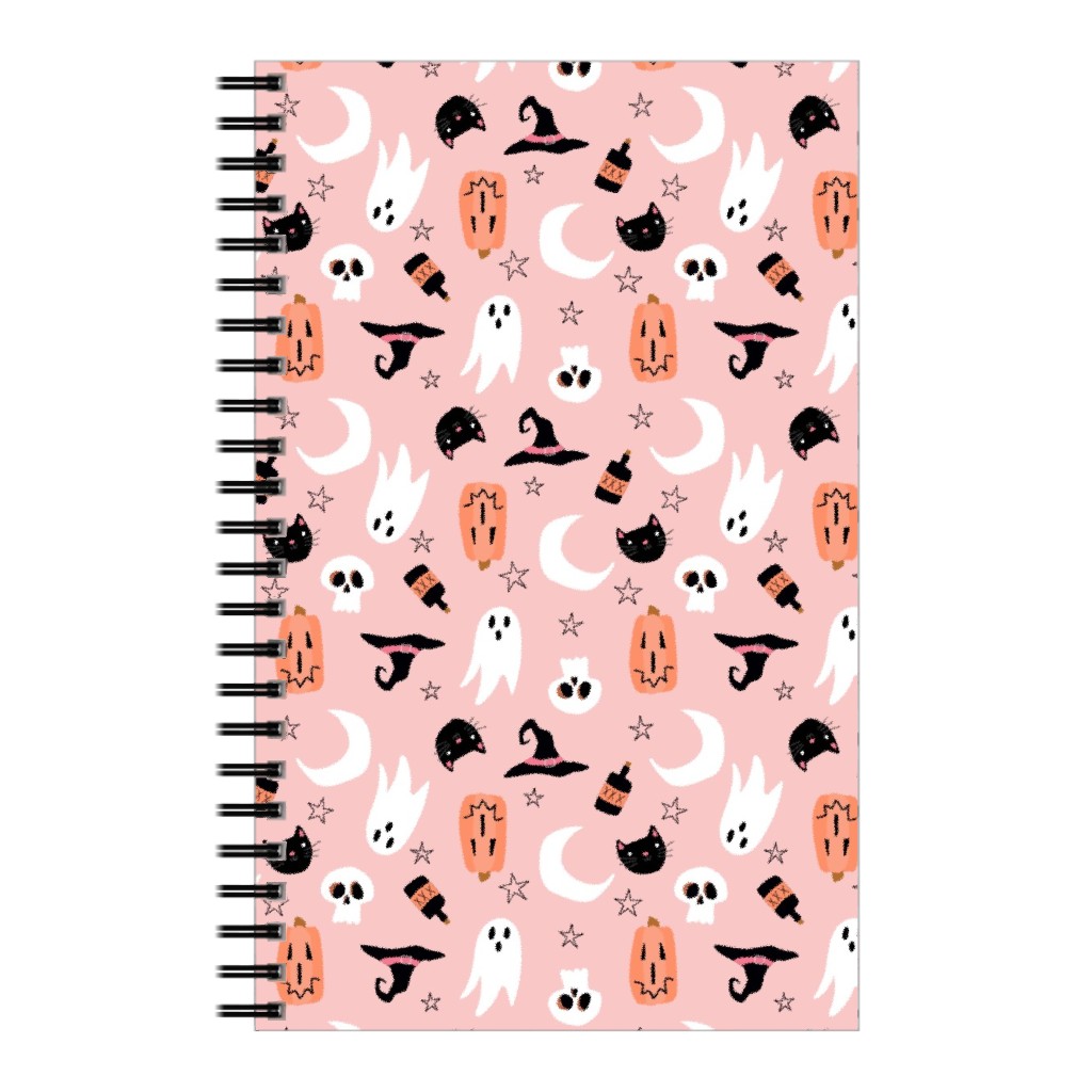 Sweet Halloween - Pumpkin, Witch, Ghost, & Cat - Pink Notebook | Shutterfly