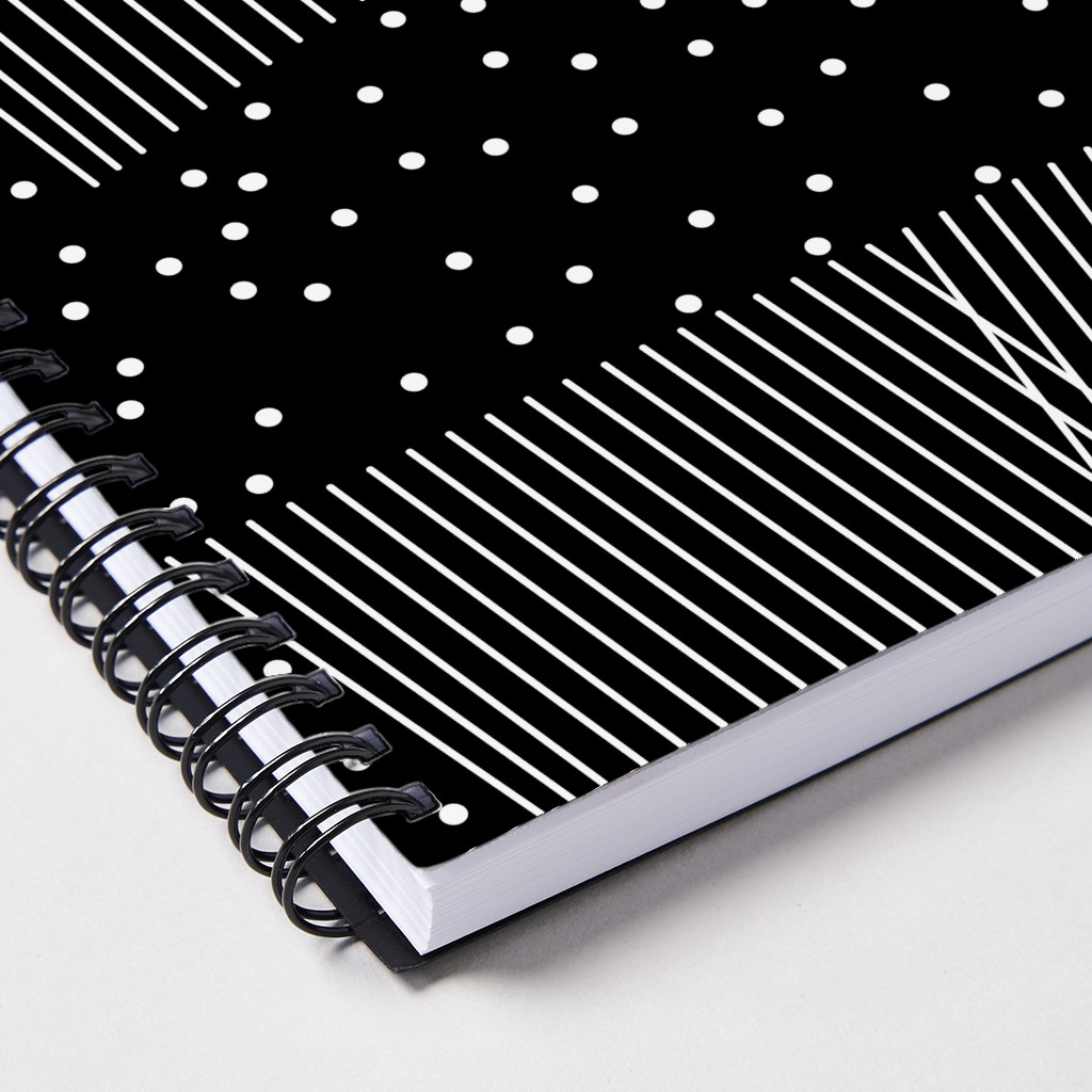 Abstract Geometric Lines and Dots - Black and White Notebook | Shutterfly