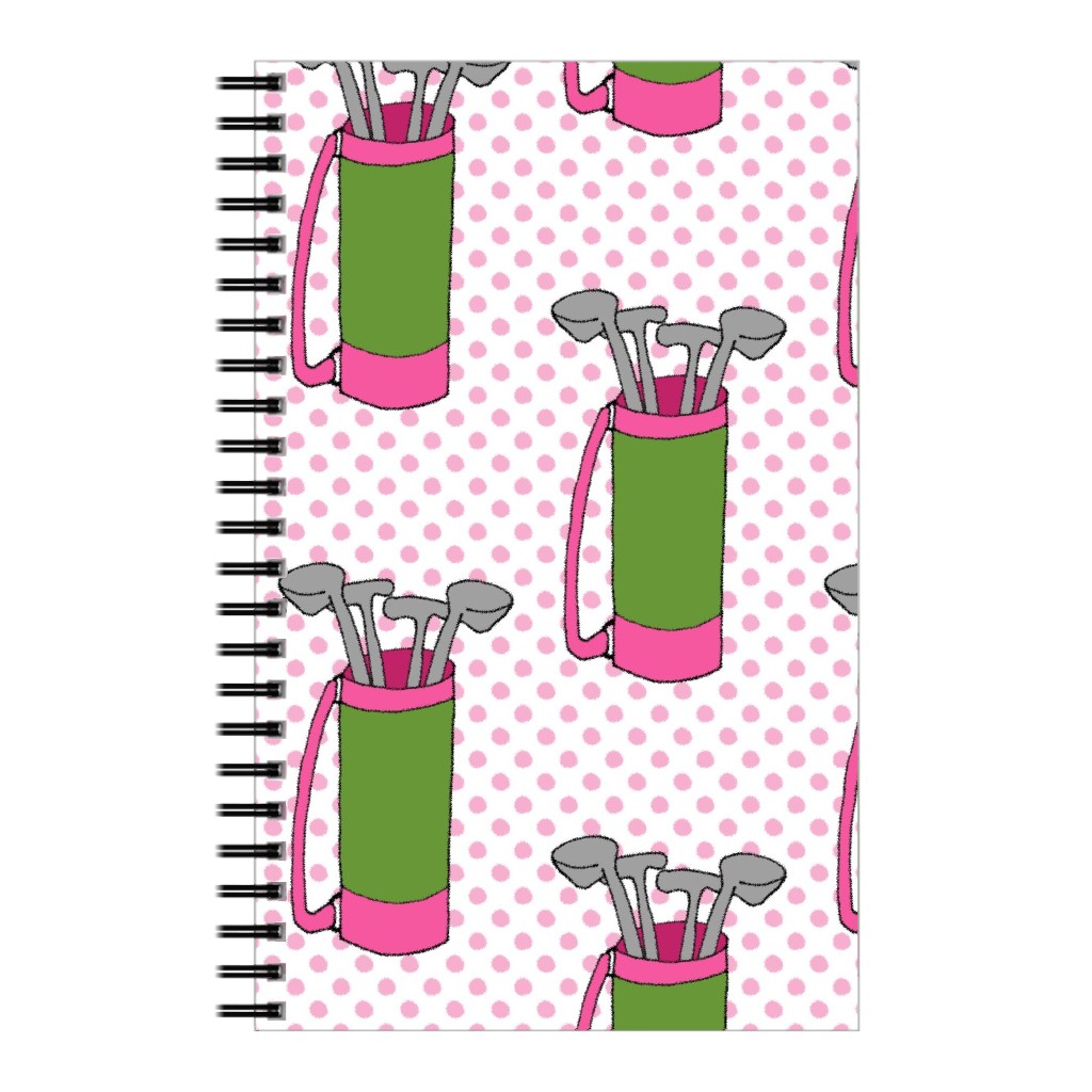 Golf Club Pattern - Green and Pink Notebook | Shutterfly