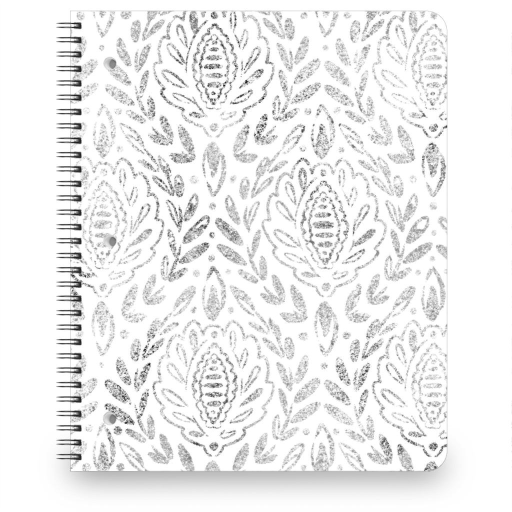 Distressed Damask Leaves - Grey Notebook | Shutterfly