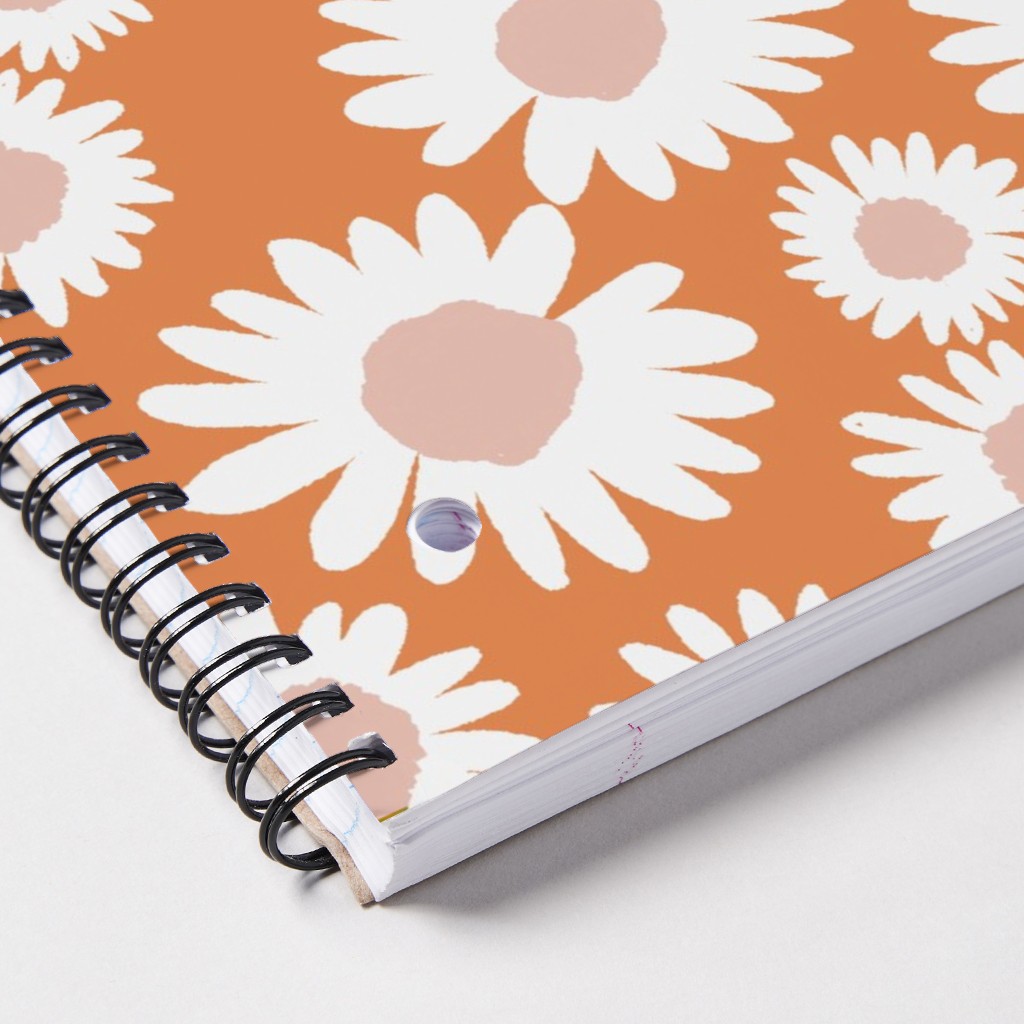 Boho Daisies - Flowers - Muted Orange and Blush Notebook | Shutterfly