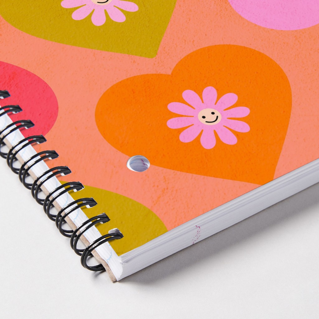 My Happy! Retro Love Daisy Heart Pattern - Peachy Notebook | Shutterfly