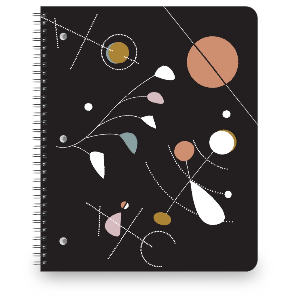 Mod Abstract Costmic Shapes - Multi on Black Notebook | Shutterfly