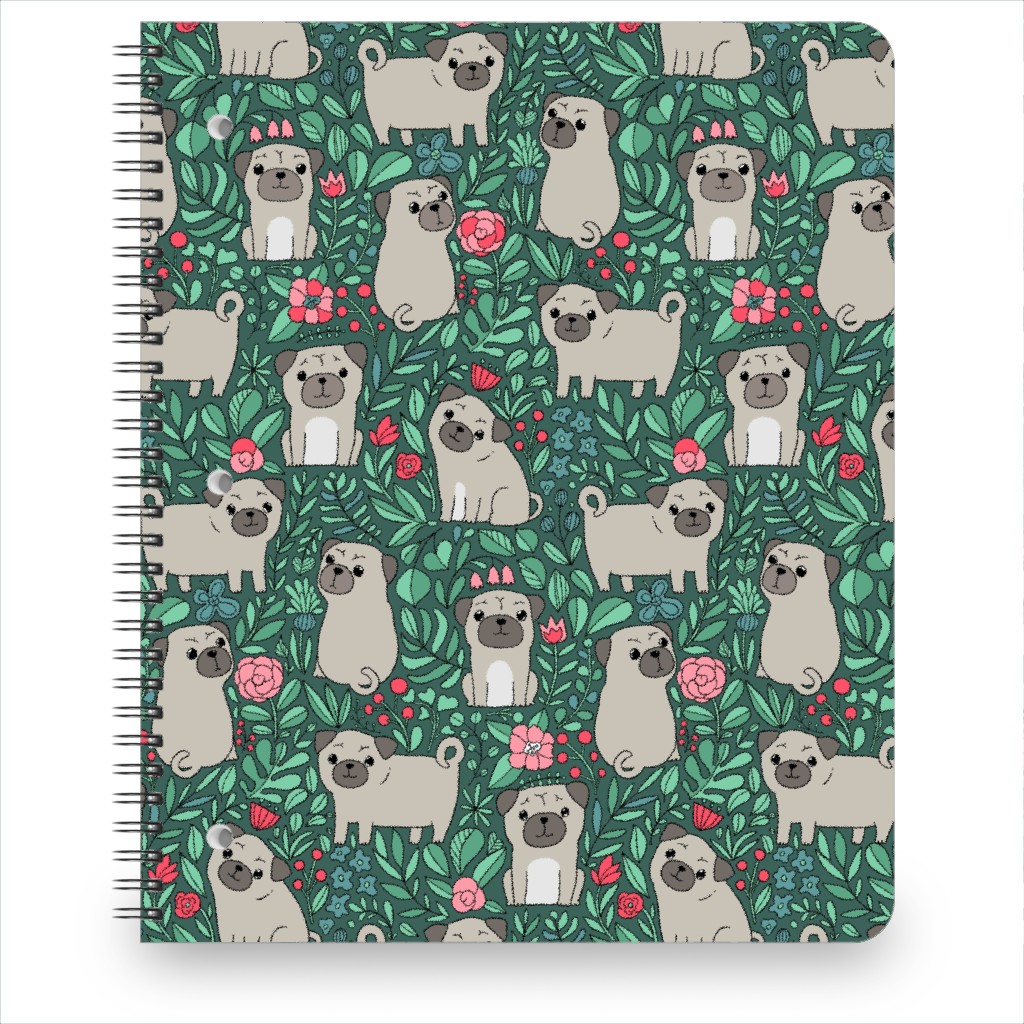 Cute Pugs and Flowers - Multicolor Notebook | Shutterfly