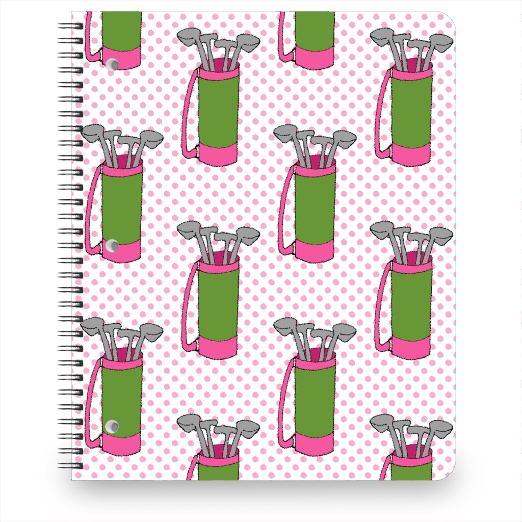 Golf Club Pattern - Green and Pink Notebook | Shutterfly