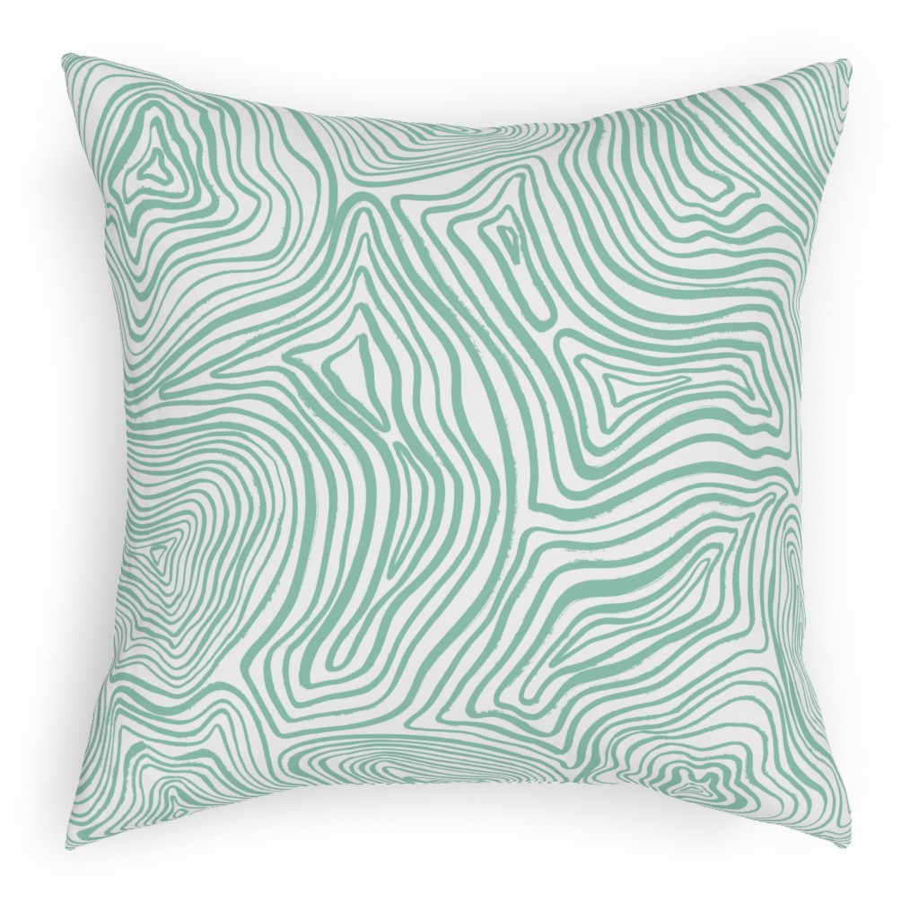 Abstract Wavy Lines - Green Outdoor Pillow | Shutterfly