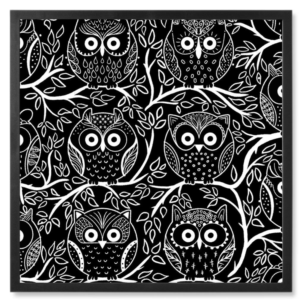 Line Art Owls - Black Photo Tile | Shutterfly