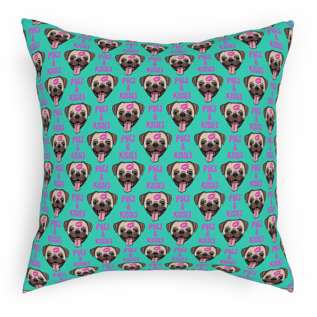 Pugs & Kisses - Cute Pug Dog - Teal Custom Socks | Shutterfly