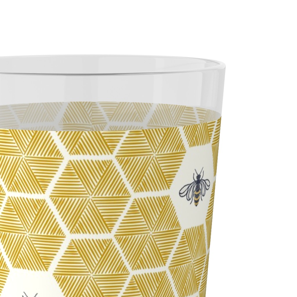 Bees Stitched Honeycomb - Gold Outdoor Pint Glass | Shutterfly