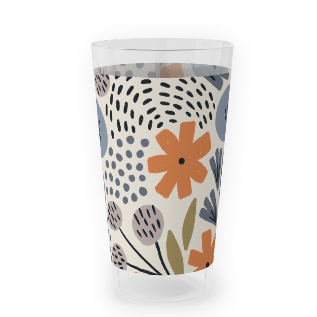 Phyllis Floral - Orange and Blue Outdoor Pint Glass | Shutterfly