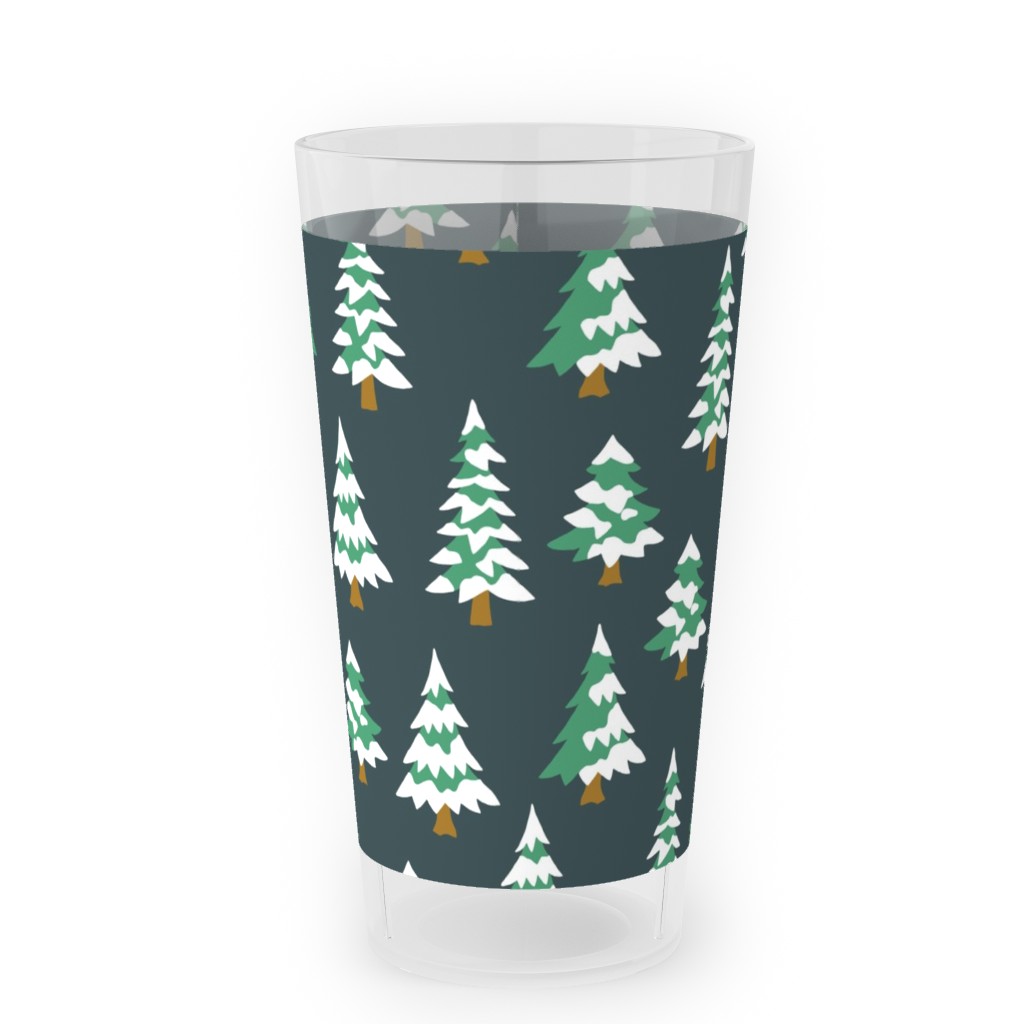 Winter Village Trees With Snow - Dark Outdoor Pint Glass | Shutterfly