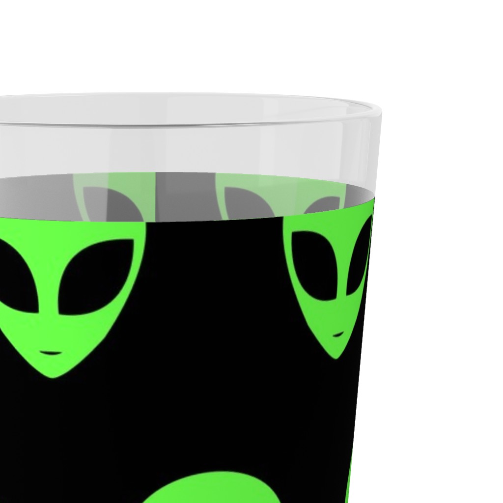 Retro Alien - Neon Green and Black Outdoor Pint Glass | Shutterfly