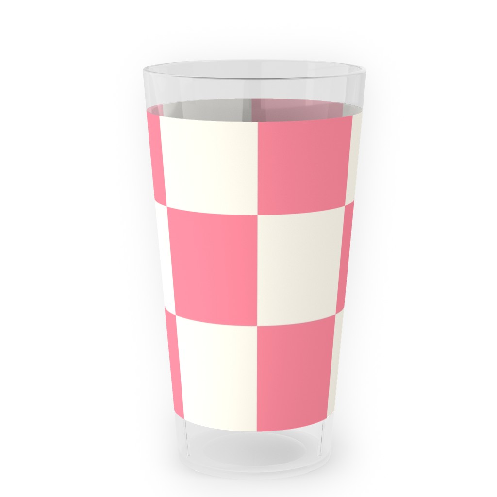 Checkered Pattern - Pink Outdoor Pint Glass | Shutterfly
