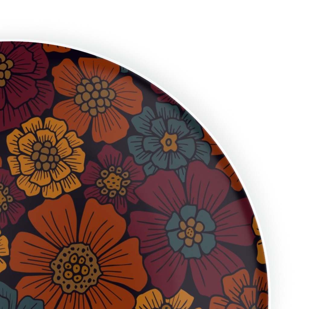 Burgundy, Rust, Mustard & Teal Floral Salad Plate | Shutterfly