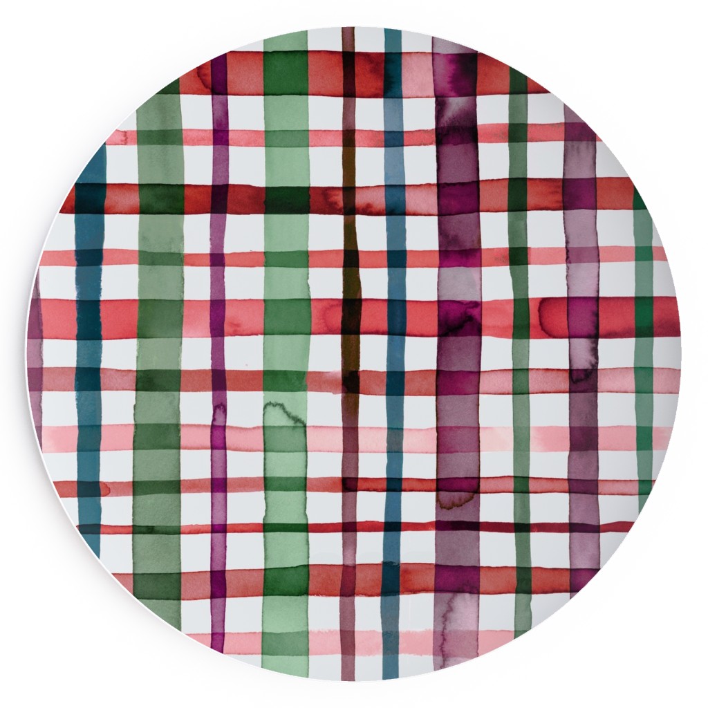 Watercolor Gingham - Red and Green Salad Plate | Shutterfly